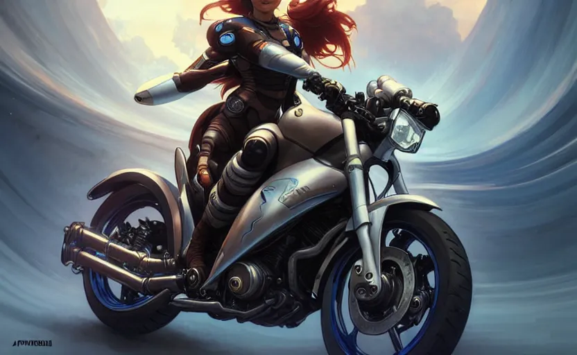 Police female riding yamaha motorcycle, sci-fi, highly | Stable ...