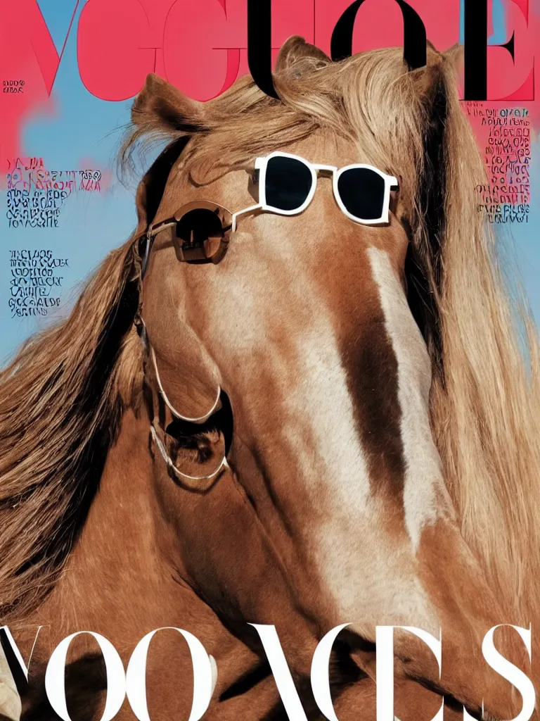 a horse in a fashion magazine cover | Stable Diffusion