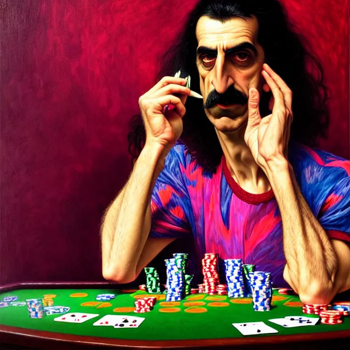 bright psychedelic portrait of frank zappa playing | Stable Diffusion ...