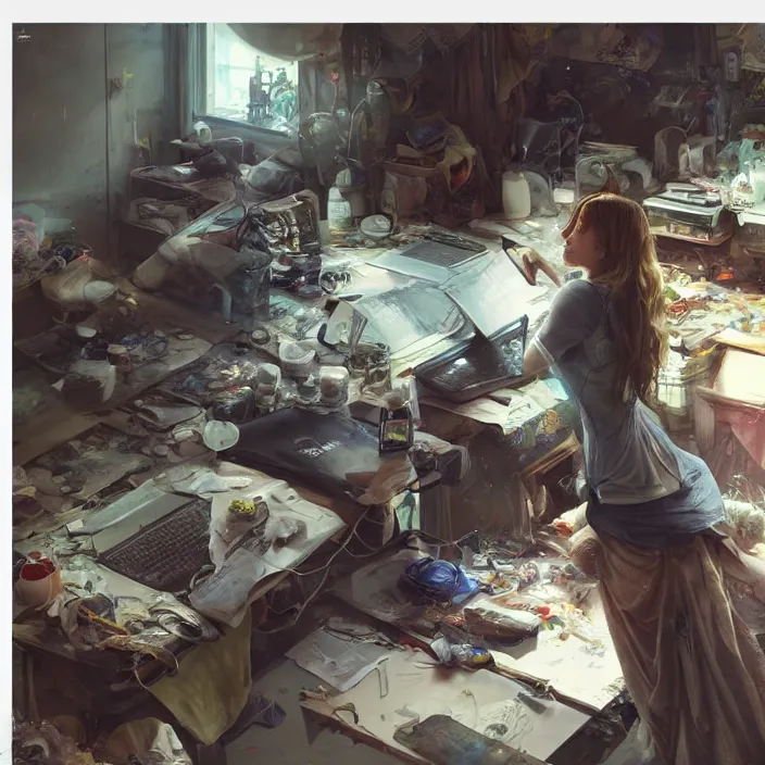 a computer graphics artist with a ballcap in a messy | Stable Diffusion ...