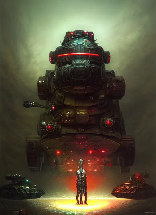 portrait shot of tank cybertronic with red leds in a | Stable Diffusion ...
