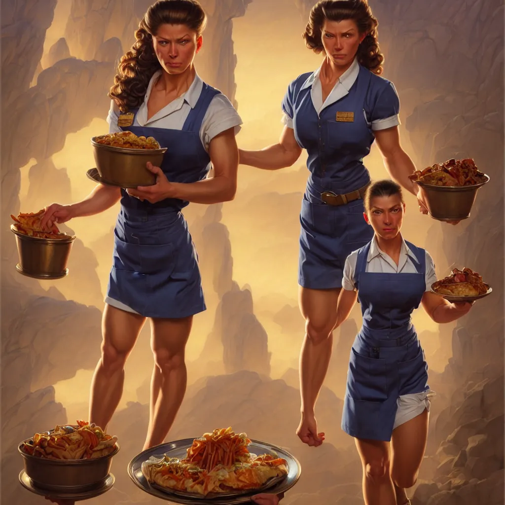 epic portrait an muscular waitress wearing short | Stable Diffusion ...