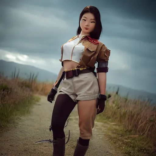 action movie closeup of asian woman with a fierce | Stable Diffusion ...