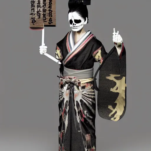 hone onna skeleton geisha, masterpiece, trending on | Stable Diffusion ...