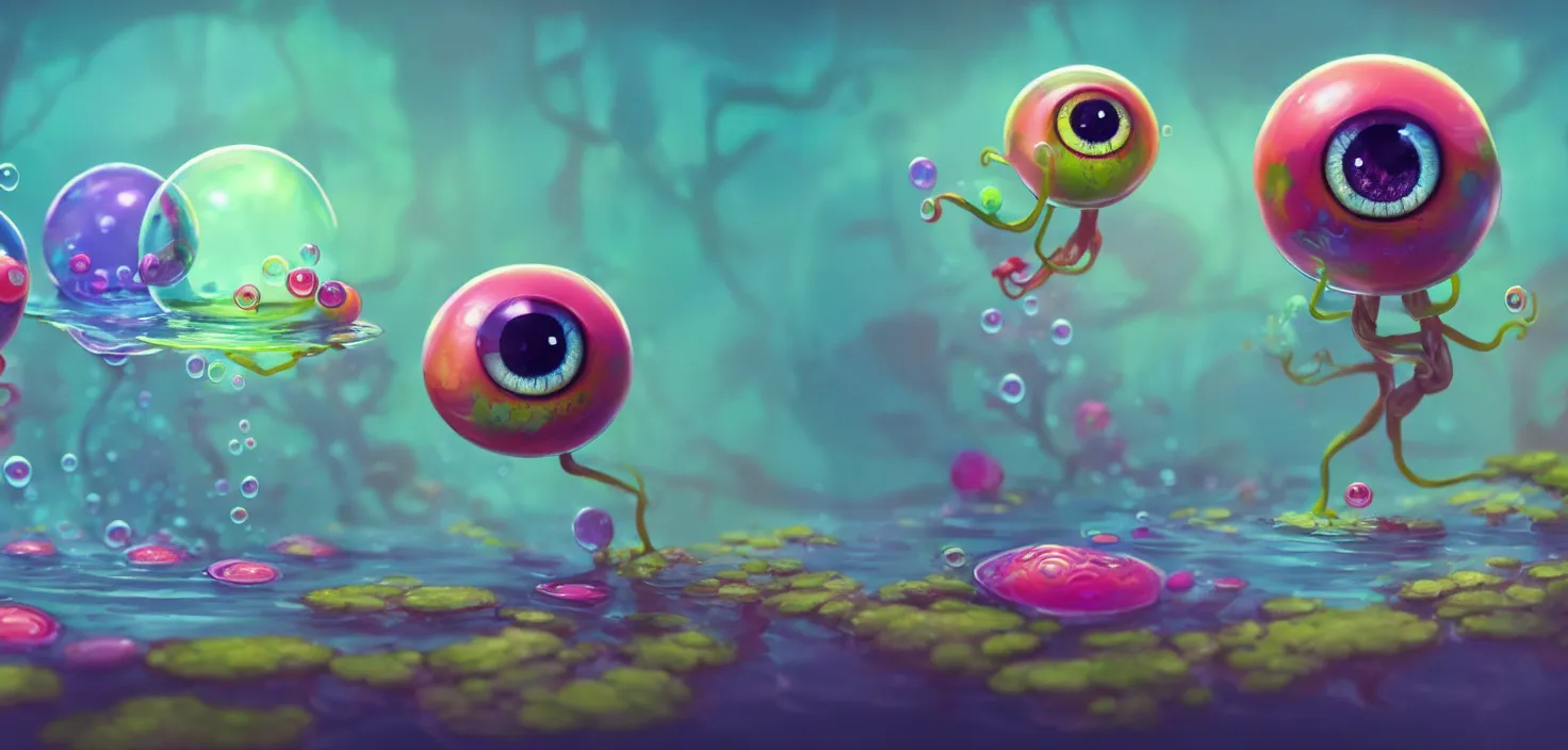 colourful murky nature with cute bubble creatures big | Stable Diffusion | OpenArt