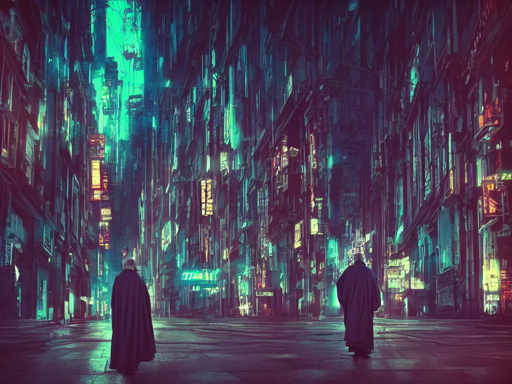 electric monks, robed, cathedral, special effects, | Stable Diffusion ...