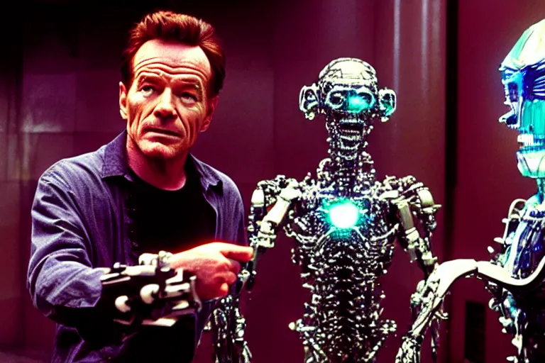 film still of bryan cranston and a cybernetic creature | Stable ...