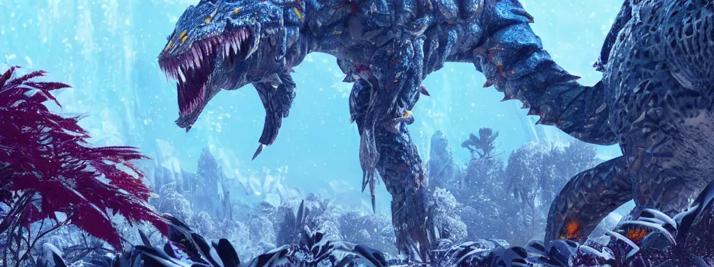 large sabretooth wyvern with shiny blue fish scales | Stable Diffusion ...