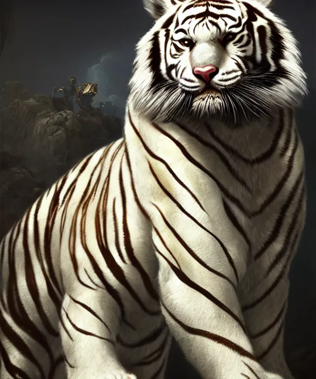 a ultradetailed painting of a white tiger guardian, | Stable Diffusion ...