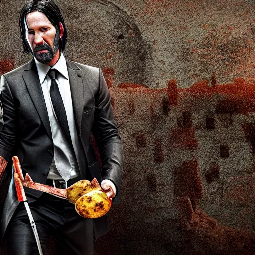 john wick digging potatoes in belarus, photorealistic, | Stable ...