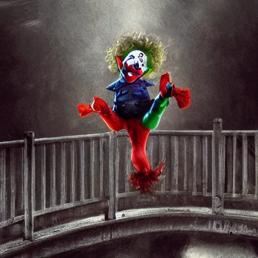 clown falling from a bridge, concept art, artstation, | Stable ...