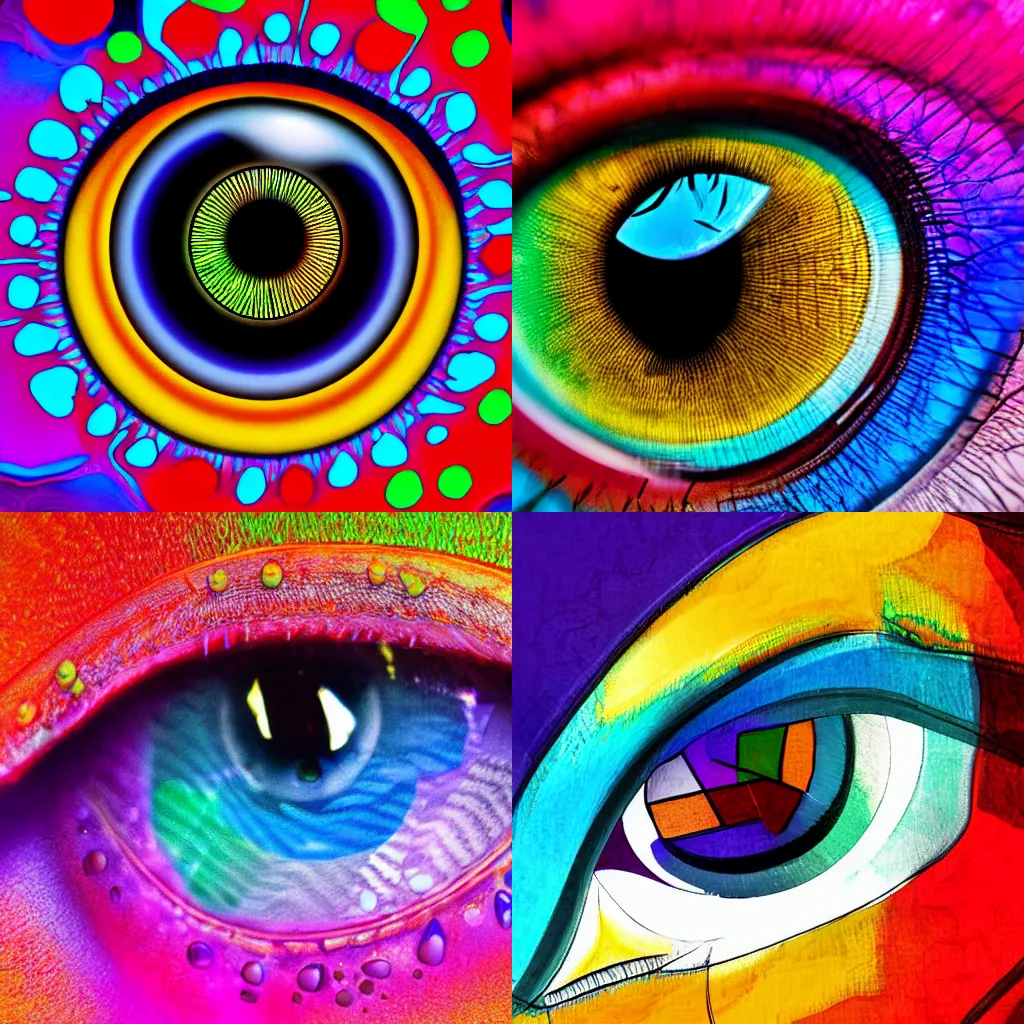 a close up of a human eye with a colorful abstract | Stable Diffusion | OpenArt