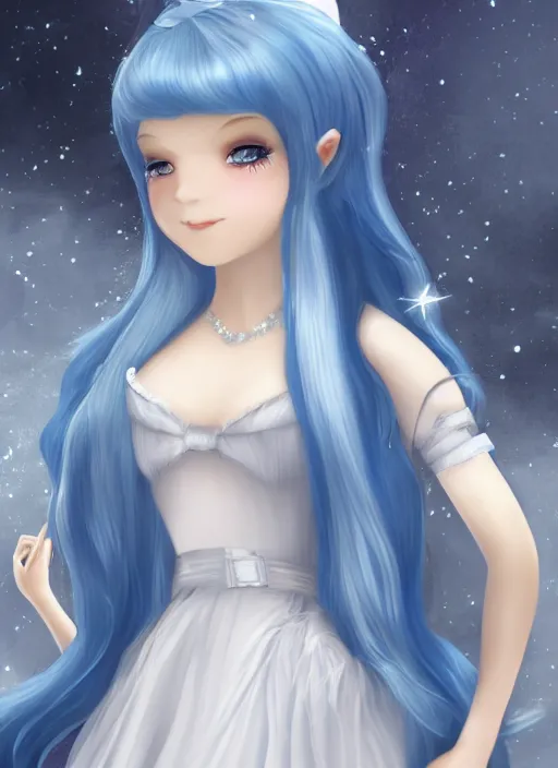 A young female wizard with blue hair, in delicate | Stable Diffusion ...