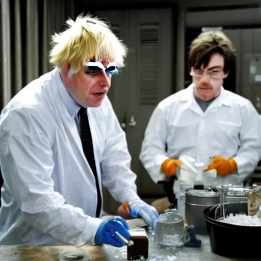 Screenshot of Boris Johnson making meth with Walter | Stable Diffusion ...