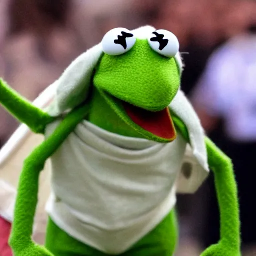 kermit the frog playing american football | Stable Diffusion
