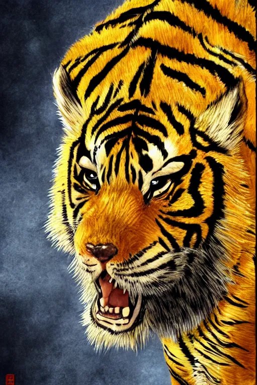 muscular tiger wearing chinese armor, fursona, anthro, | Stable ...