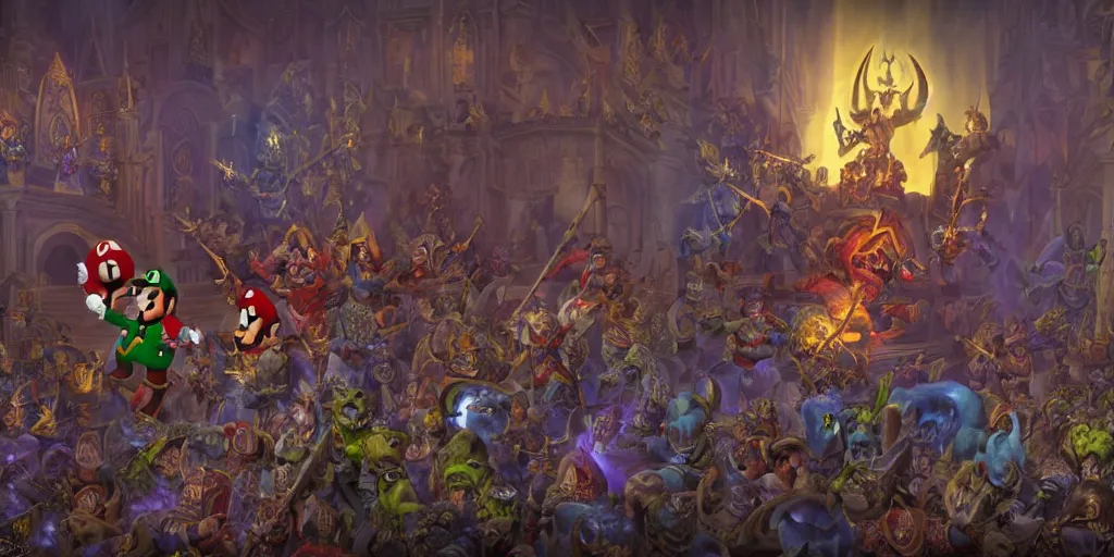 satanists in masonic lodge adoring a Mario Bros Statue | Stable ...