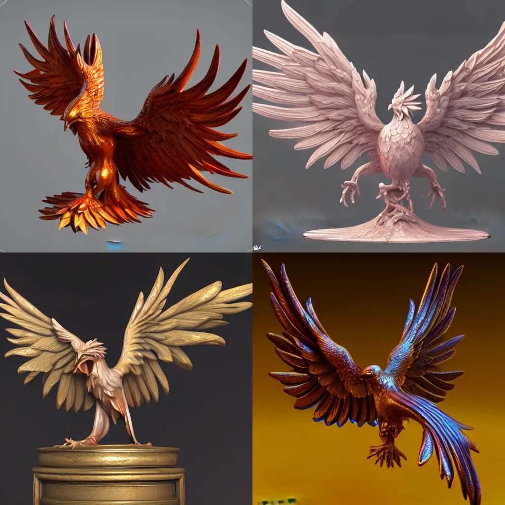 beautiful baroque phoenix figure, 3d render, hyper | Stable Diffusion ...