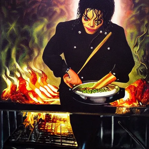 michael jackson cooking a bbq, abstract oil painting | Stable Diffusion ...