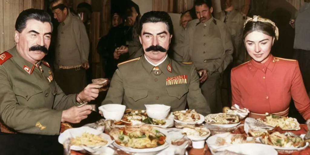 Joseph Stalin and Maria Sharapova eating lunch, 4k | Stable Diffusion ...