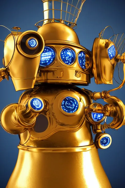 portrait photo of a giant golden and blue metal | Stable Diffusion ...