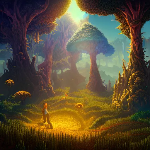 portrait of Terraria World, Forest Biome, game, | Stable Diffusion