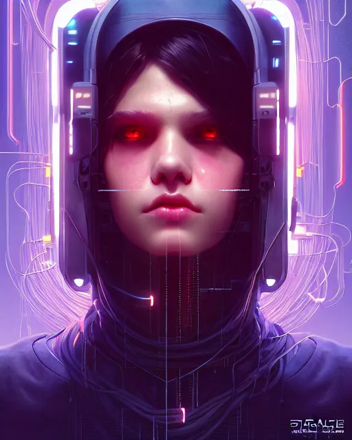 portrait, cute, cyberpunk, wires, horror, happy, | Stable Diffusion ...