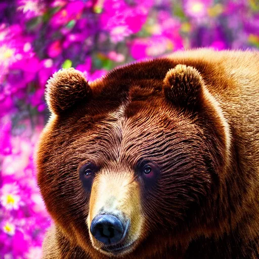 bear with flowers on his head, beautiful and cute, | Stable Diffusion ...