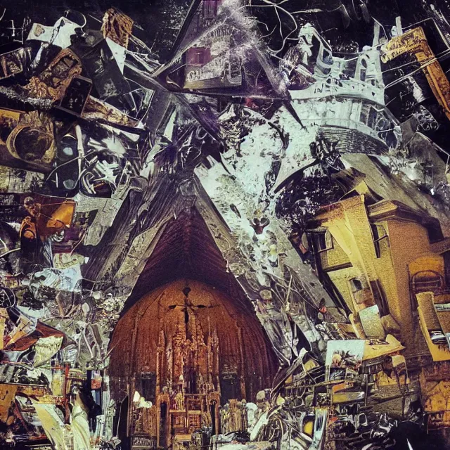 exploding church, surrealistic collage art | Stable Diffusion | OpenArt