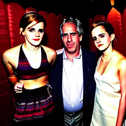 Emma Watson and Jeffrey Epstein at the stand up comedy | Stable Diffusion
