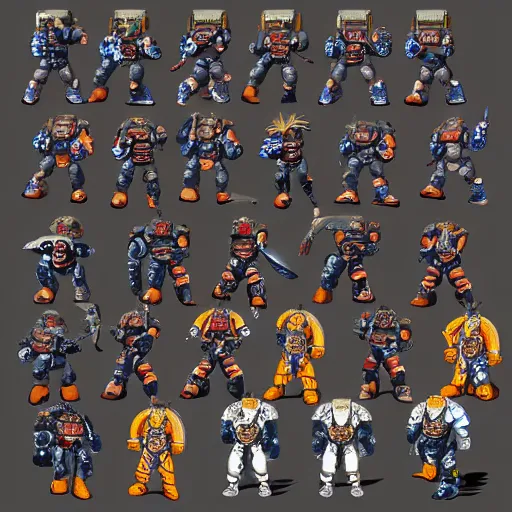 sci - fi space marine full body game sprite playstation | Stable Diffusion