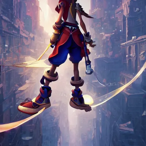 sora from kingdom hearts flying through a city, | Stable Diffusion ...