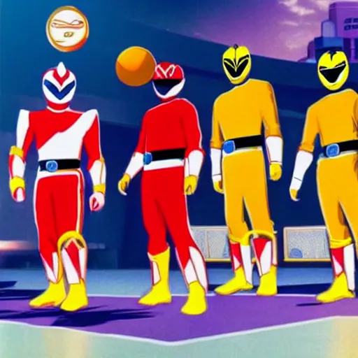 Power Rangers Playing Basket Ball against the Tune | Stable Diffusion