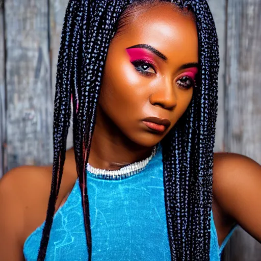 Photo of a African woman , box braids,bold, self | Stable Diffusion ...