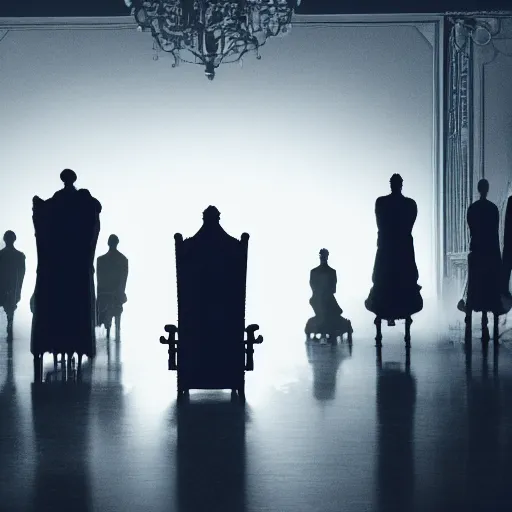 group of people bowing down to an empty throne, | Stable Diffusion