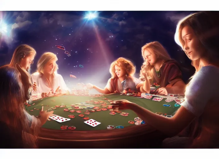 angels playing poker in the heaven clouds sky ligt | Stable Diffusion ...