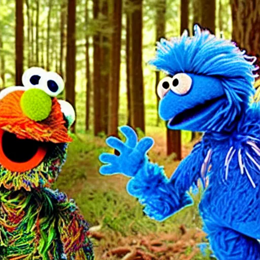 trail cam footage of Grover the Muppet, Grover on | Stable Diffusion