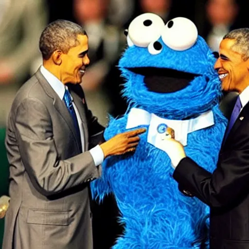 barack obama awarding cookie monster the | Stable Diffusion | OpenArt