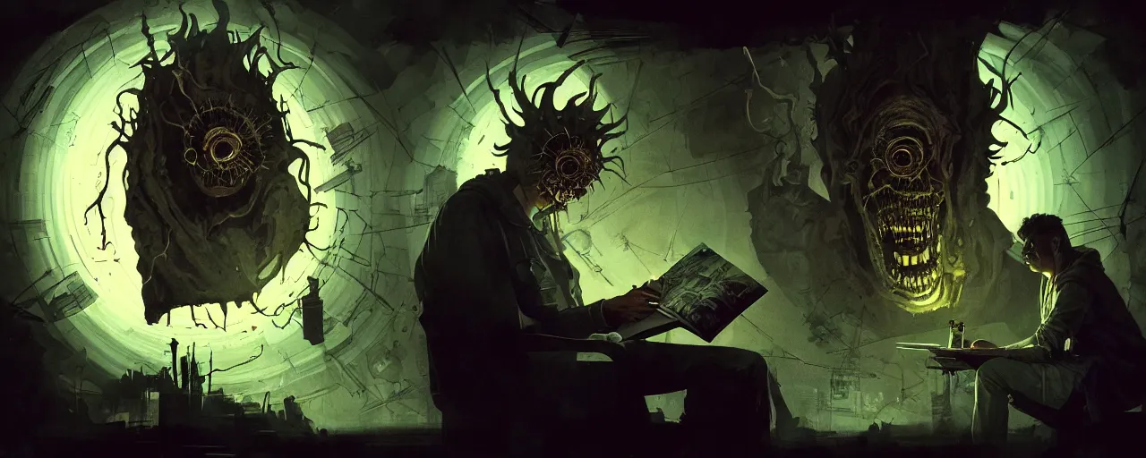 dark scifi illustration 3 / 4 portrait of rick sanchez | Stable ...