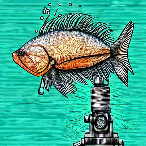 a fish looking in a periscope, digital art, high - | Stable Diffusion ...