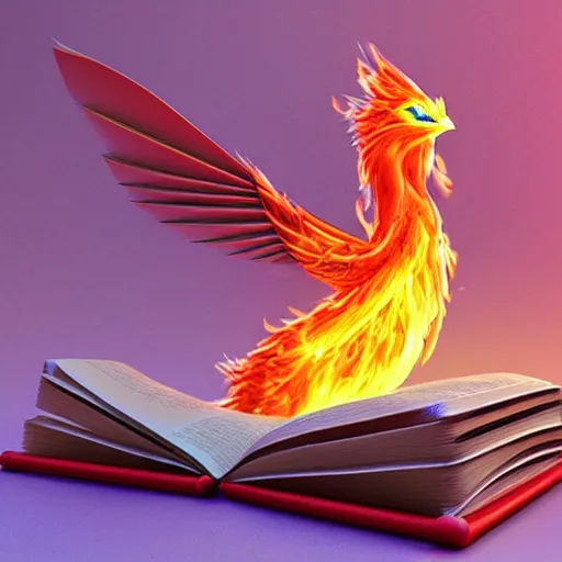 a cute flaming mythical firebird reading a book in a | Stable Diffusion | OpenArt
