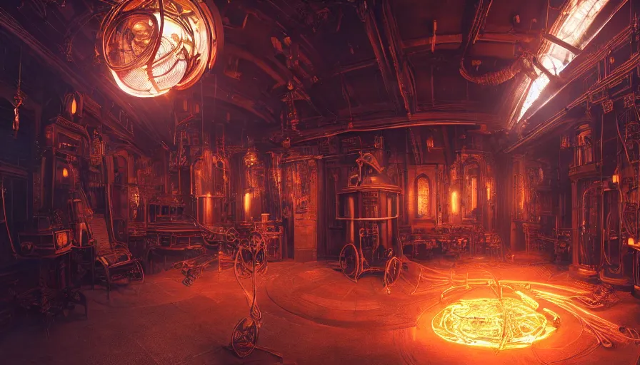 a glowing electrical steampunk teleport in a victorian | Stable Diffusion