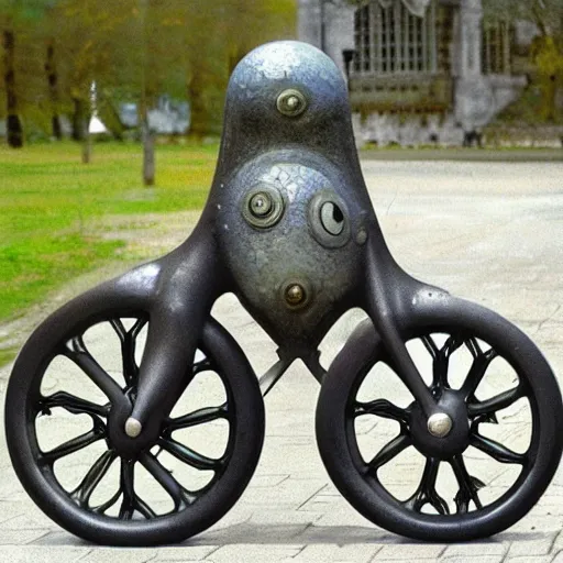 a cute beautiful alien shaped bicycle by H.R. Giger | Stable Diffusion