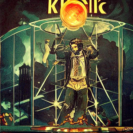bioshock disco king Nikola Tesla atop the elevator | Stable Diffusion ...