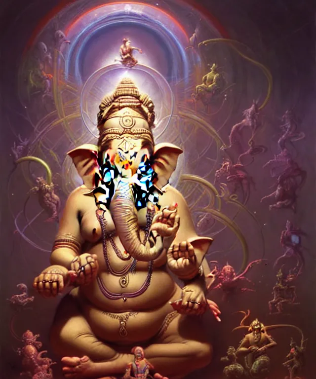 ganesha, futuristic holographic displays in the style | Stable ...