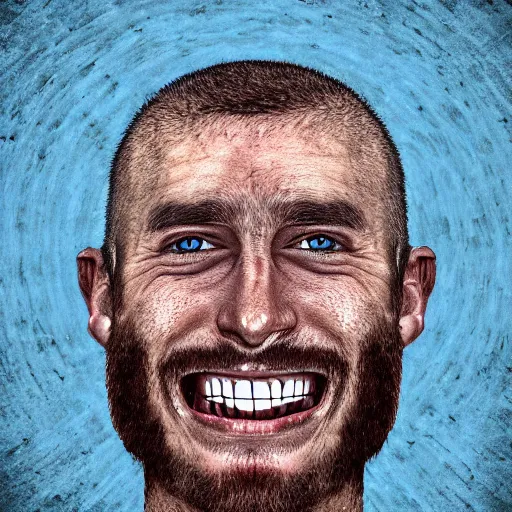 a man with a smile, half of his head is rotting, | Stable Diffusion