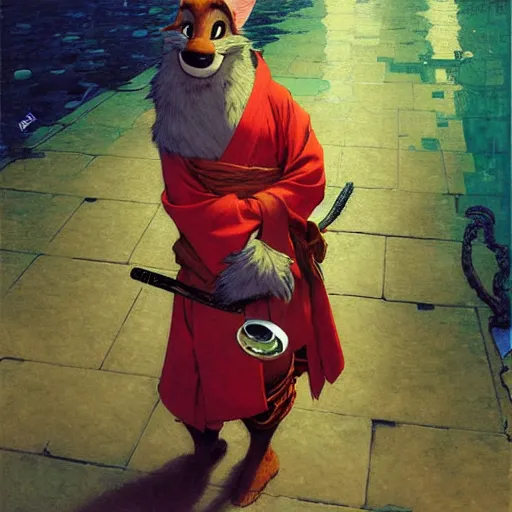 a portrait of a male splinter ninja in a red kimono in | Stable ...