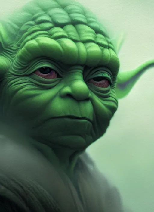 an ethereal, misty portrait of yoda, whose face is | Stable Diffusion ...