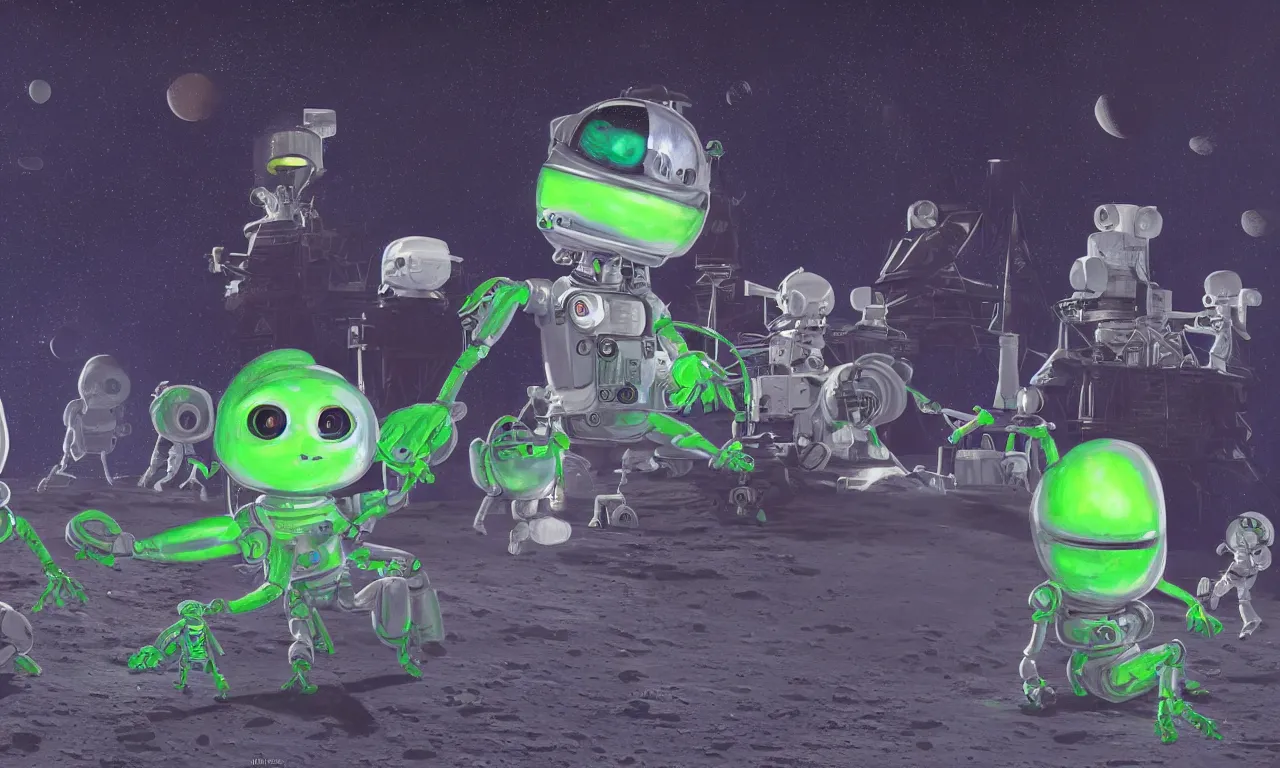 cute NASA robots working on the surface of the moon | Stable Diffusion ...