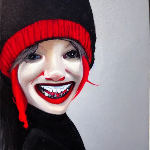painting of a emo girl with a eerily large smile, | Stable Diffusion ...